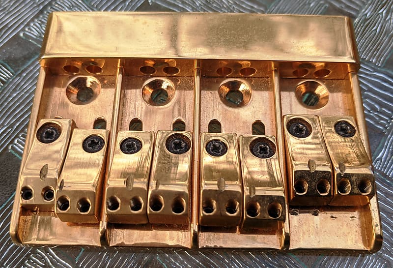 NOS ABM 3208 8-String Bass Bridge, Top Loading, Gold, German | Reverb