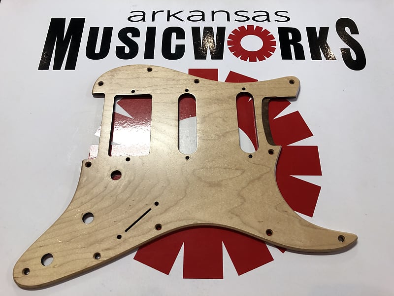 Wooden Strat Pickguard - HSS, Natural Finish, 11 Hole | Reverb