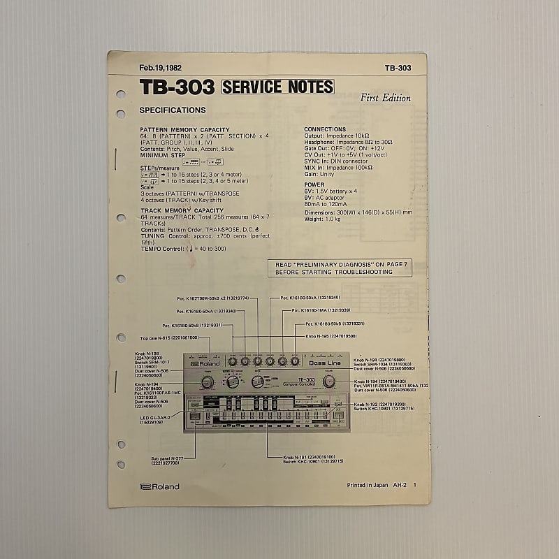 Roland TB-303 Manual and Service Notes | Reverb Australia