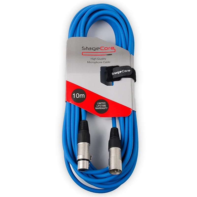 Stagecore 10m Male XLR - Female XLR Microphone Cable - Blue | Reverb