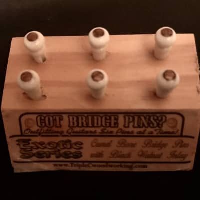 Got Bridge Pins? Bone Bridge Pins with Black Walnut Inlays | Reverb