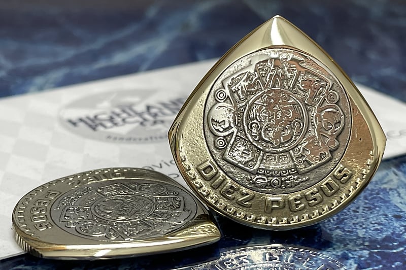 The Highland Plectrum Co. One Mexican 10 Peso Coin Plectrum. | Reverb