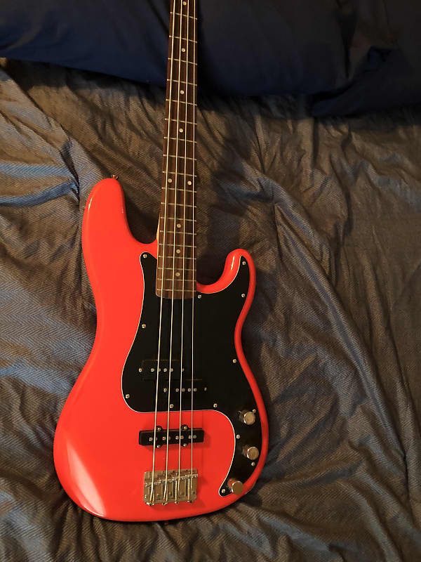 Fender Squire P Bass 2016 Red | Reverb