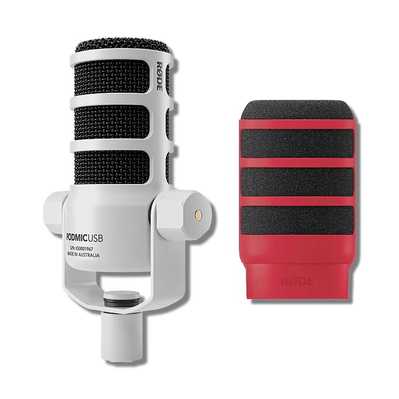 Rode PodMic USB Dynamic Broadcast Microphone (White) with | Reverb