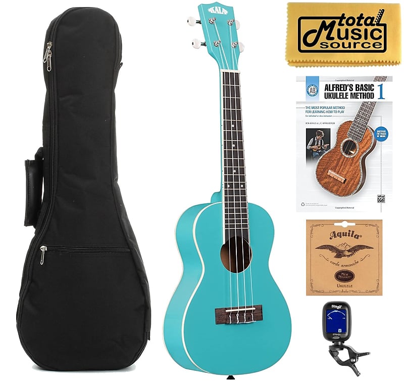 Kala Candy Collection Cotton Candy Blue Concert Ukulele, Book | Reverb