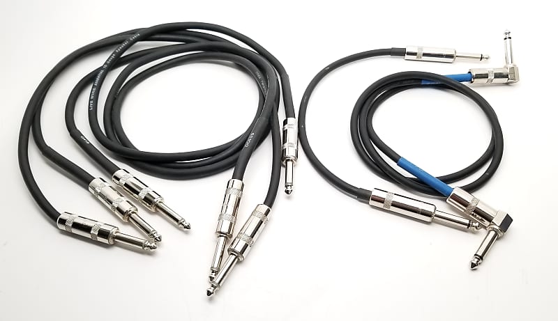 Five used Patch Cables of various types and lengths | Reverb