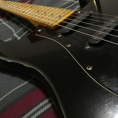 1980s Harmony H80T H80BG Strat copy Black - Gold hardware | Reverb