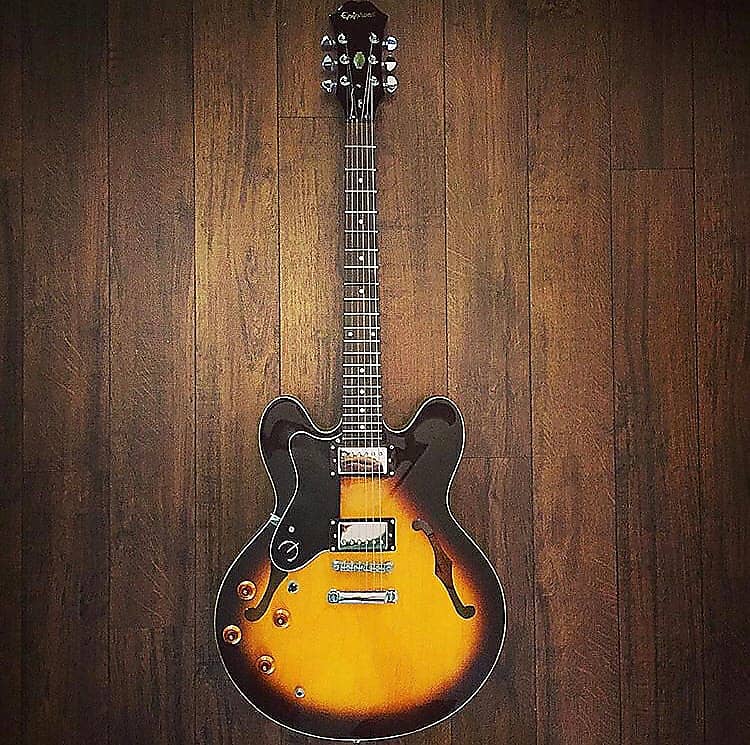 Left Handed / Lefty Epiphone Dot ES-335 Vintage Sunburst | Reverb