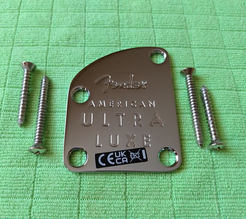 Fender American ULTRA LUXE Neck Plate Contoured Chrome USA | Reverb