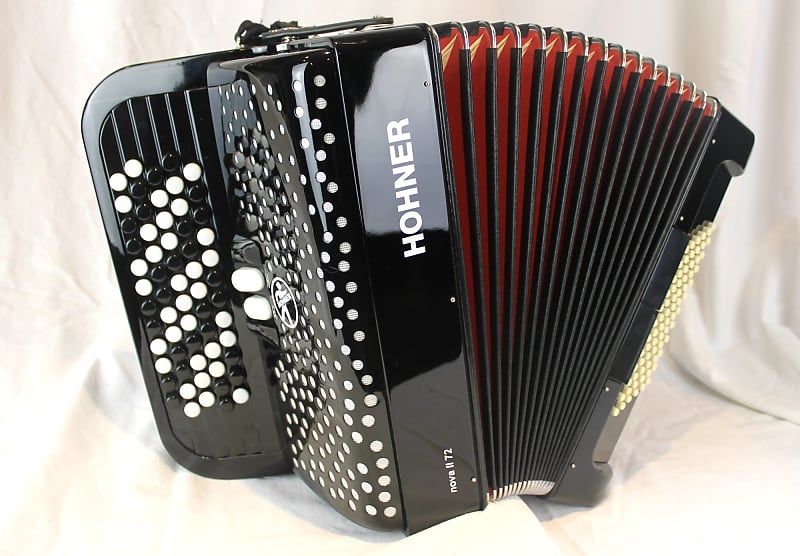 6430 - Black Hohner Nova II C System CBA 5 Row MM 62 72 | Reverb