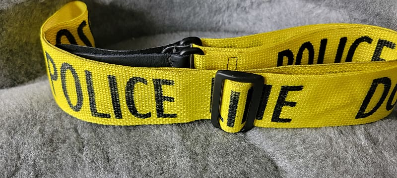 NYLON Yellow/Black Guitar Strap Police Line DO NOT CROSS, | Reverb