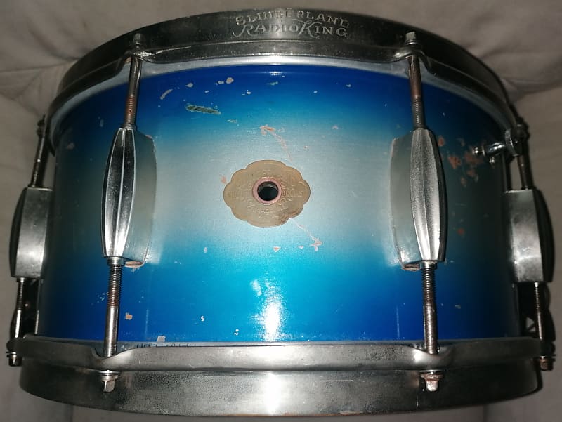 30s Slingerland 6,5x14 Radio-King Snare Drum Blue/Silver Duco | Reverb