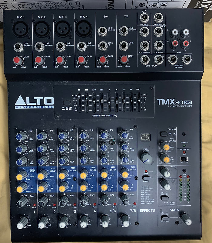 Alto ProTMX80 DFX, 8 Channel powered 2x350W Stereo mixer | Reverb