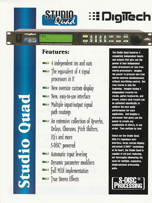 Digitech - Studio Quad Promotional Cut Sheet | Reverb
