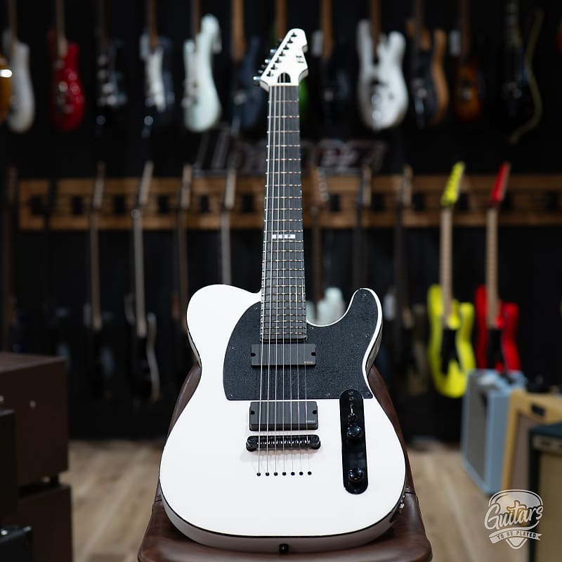 ESP E-II T-B7 Baritone 7-String EMG Guitar w/ Case – Snow | Reverb