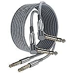 1/4 Inch Trs Instrument Cable 20Ft 2-Pack,Right-Angled To | Reverb