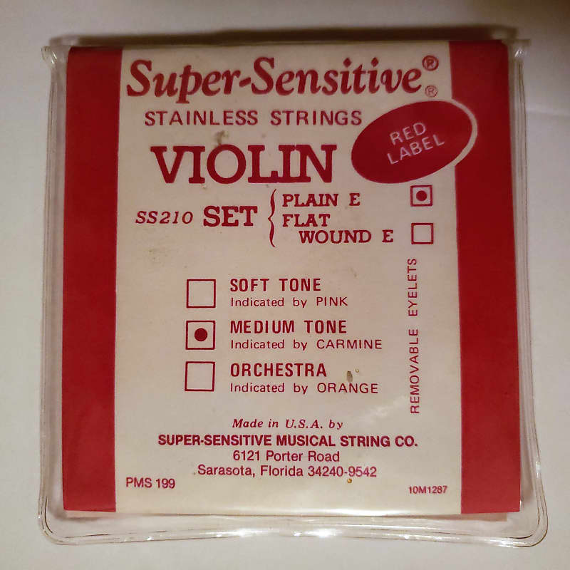 Super-Sensitive Red Label Stainless Violin Strings Set SS210 | Reverb