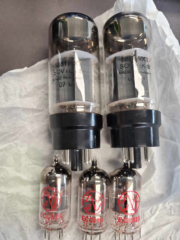 Pair of 5881 and Trio of 12AX7 Tubes | Reverb
