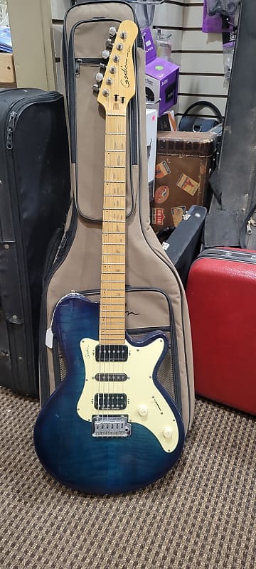 Godin SDXT Electric Guitar Blue Flame Maple Seymour Duncans, | Reverb