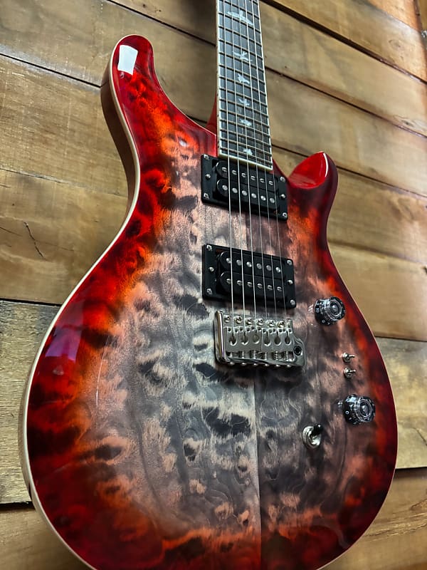 Pre-owned PRS SE Custom 24-08 Quilt Charcoal Cherry Burst | Reverb