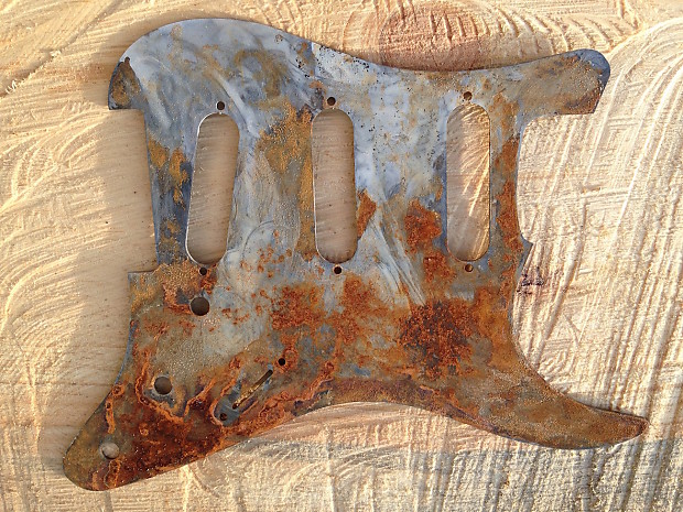 Heavy relicd metal pickguard. Rusted Strat SSS solid | Reverb Canada