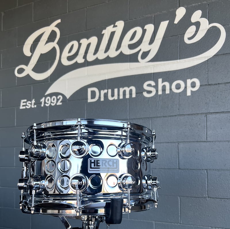 Herch Percussion 8x14" Hand Engraved Chrome Over Steel Snare | Reverb