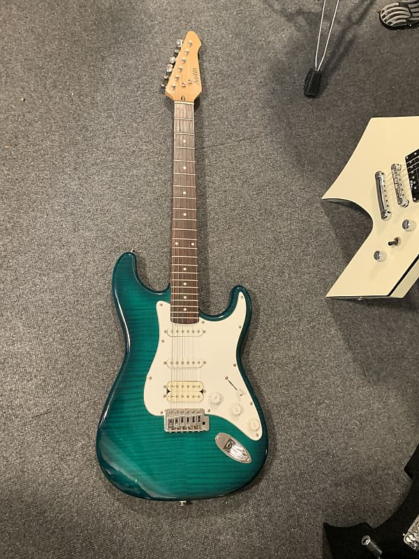 Austin Strat style Blue-Green | Reverb