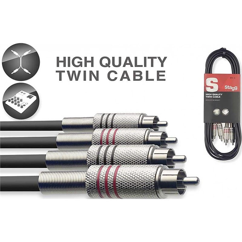 Stagg STC Dual Phono Cable (1m/3ft, Black) - STC1C | Reverb