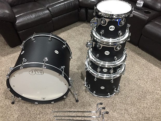 DW Design Series Black Satin 5 Piece Drum Kit, | Reverb