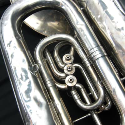 King 1235 Silver Plated 3 Valve Symphony Model Eb Tuba, Side | Reverb