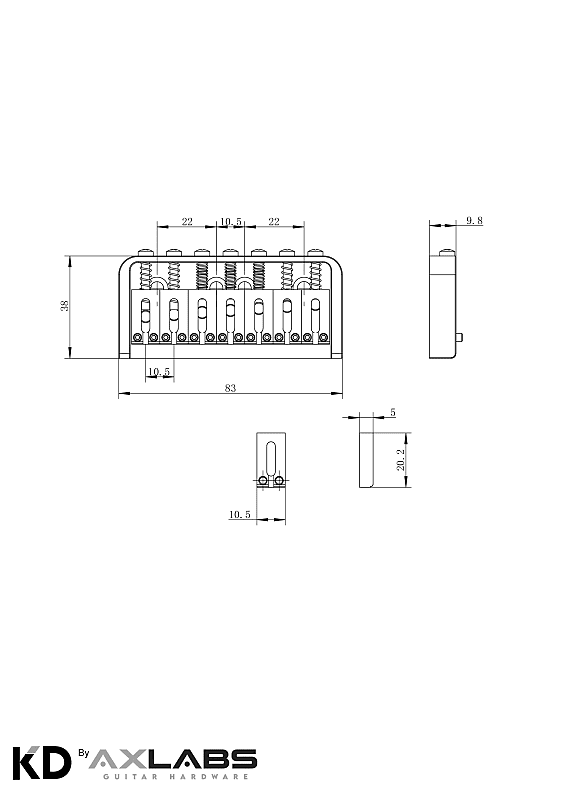 KD By AxLabs 7-String Hardtail Bridge - String-Through-Body, | Reverb