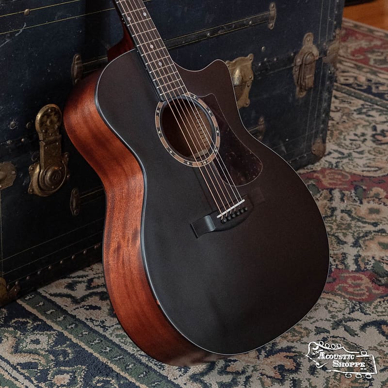 Eastman AC122-2CE-BK Cedar/Sapele Black Top Acoustic Cutaway | Reverb