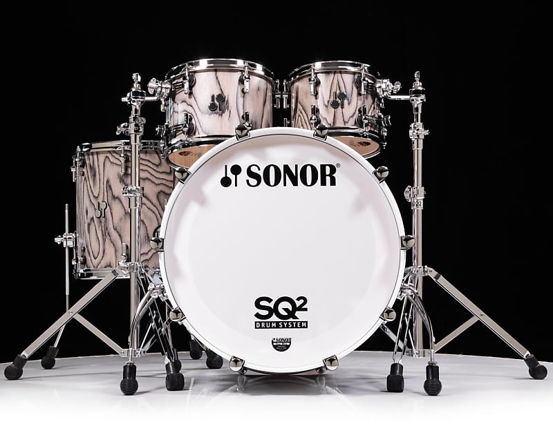 Sonor SQ2 4pc Maple Kit - Snow Tiger w/Solid White Hoops | Reverb