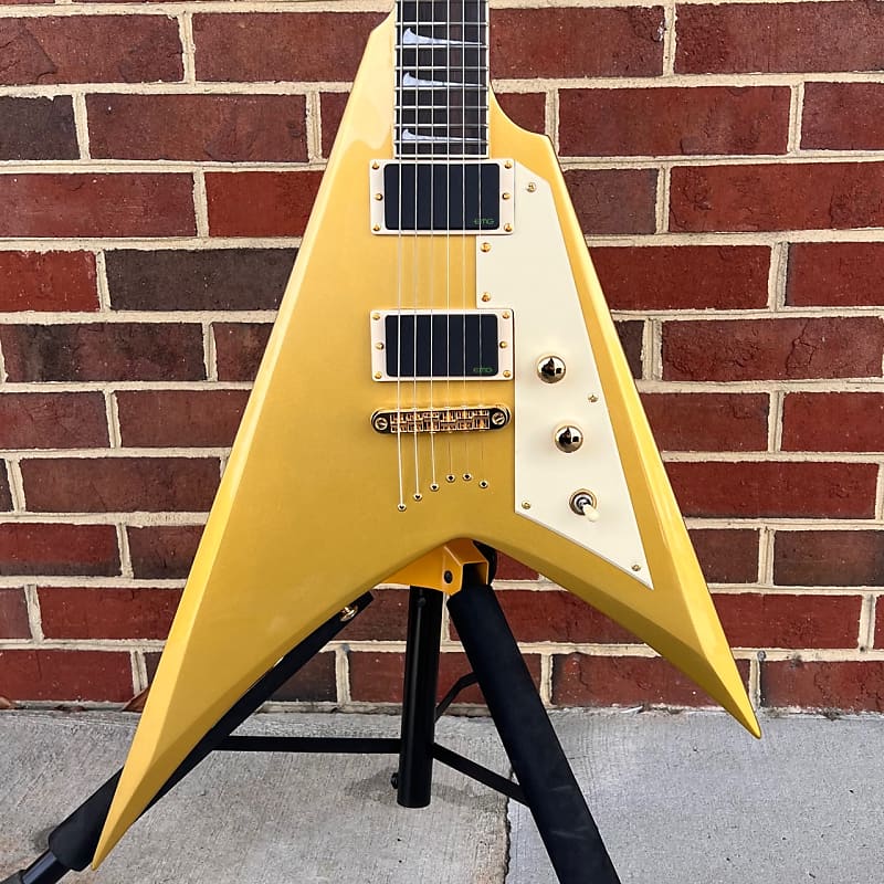 ESP LTD Kirk Hammett KH-V, Metallic Gold, EMG Bone Breaker | Reverb