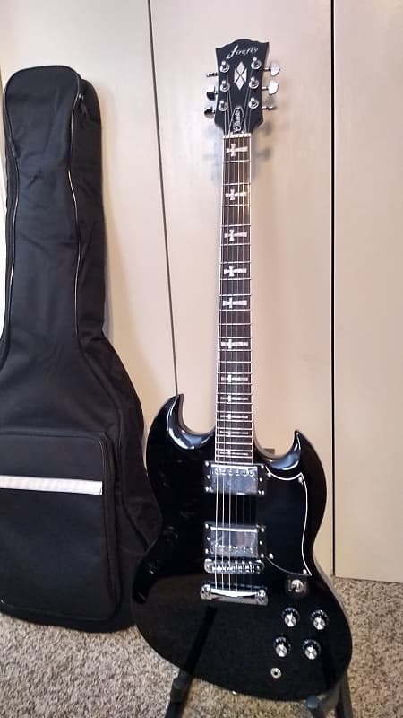 Firefly FFLGS 2025 Gloss Black Cross Inlay Electric Guitar | Reverb