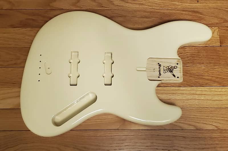 Warmoth Jazz Bass Body Vintage White Swamp Ash Reverb