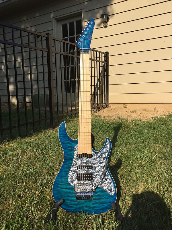 ESP Custom Shop 7 String Snapper Blue Burst | Reverb