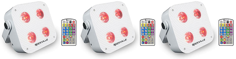 (3) Rockville MINI IR4 White RGBWA+UV DJ Par Wash Up | Reverb