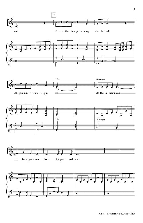 Of The Fathers Love Sacred Choral Ssa Barry Talley | Reverb