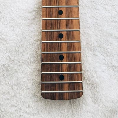 Warmoth Stratocaster Neck Roasted Flamed Maple/Goncalo Alves | Reverb