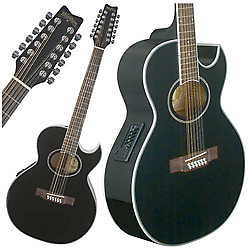 Washburn 12-string EA912B acoustic-electric 2009 Black | Reverb