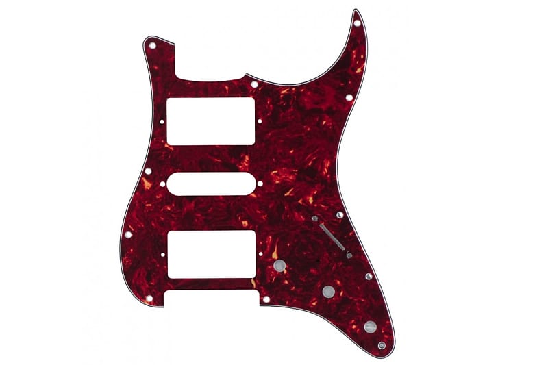 Red tortoise stratocaster pickguard hsh | Reverb