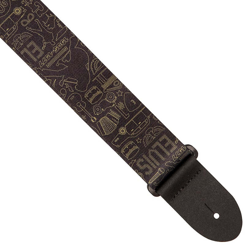 Perri's Official Elvis Polyester 2" Guitar Strap ~ Black/Gold | Reverb