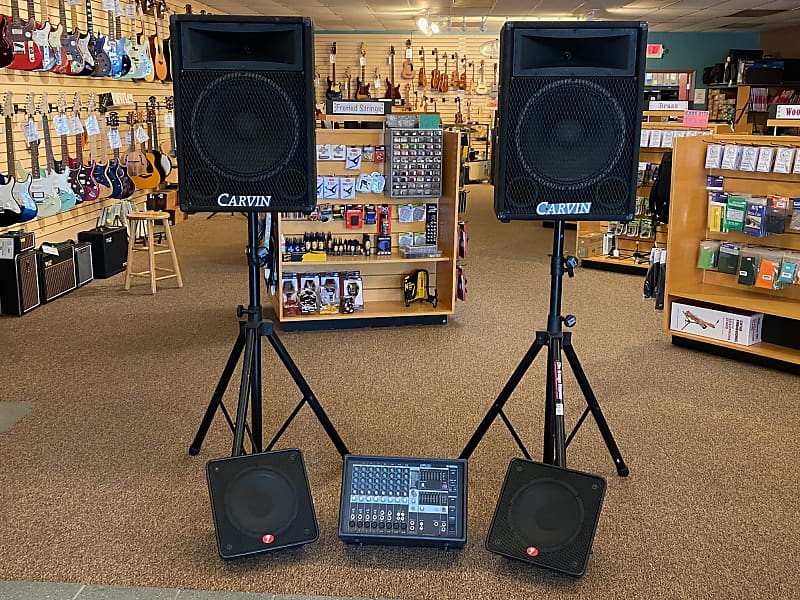 PA System- Carvin 832 15" Woofer/Horn tweeter, Yamaha EMX212s | Reverb