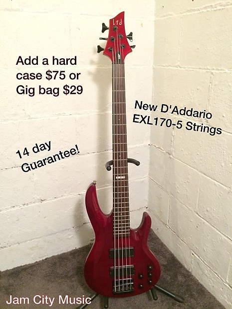 ESP LTD B-205 Red 5-String Electric Bass Guitar, New | Reverb