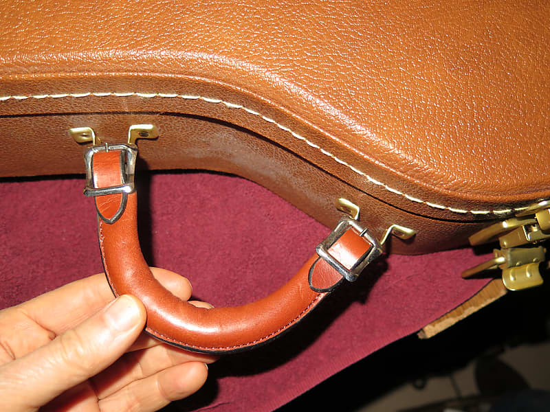 Leather buckle handle for Gibson tan case w/ figure 8 handle | Reverb