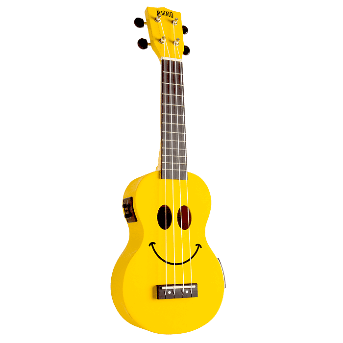 Mahalo Smiley Art Series. Soprano Electric/ Acoustic Ukulele | Reverb