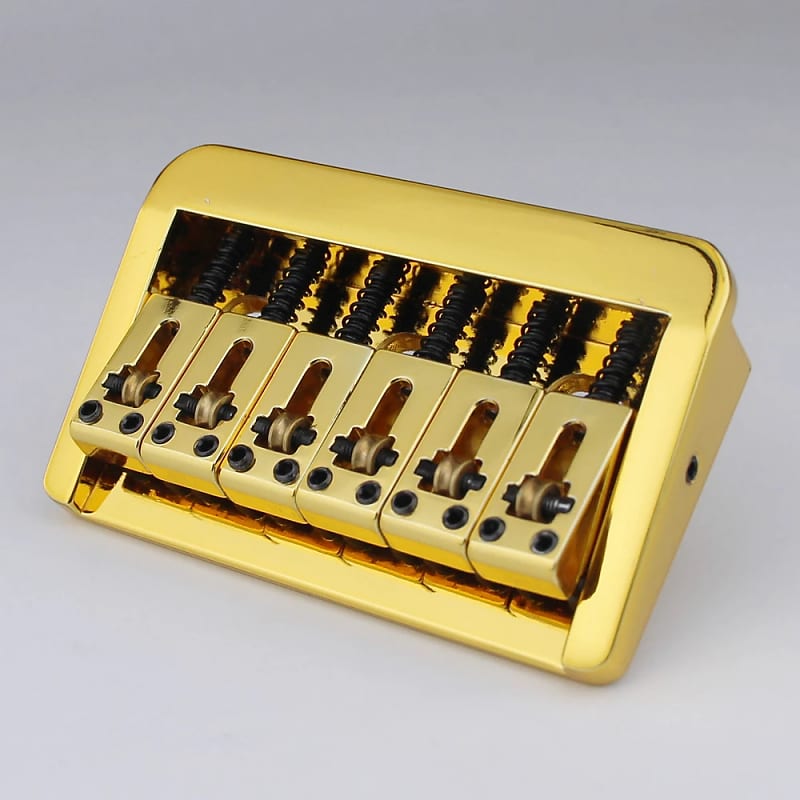 Gold Guitar Fixed Bridge with Copper Rolling Saddles 10.5mm | Reverb