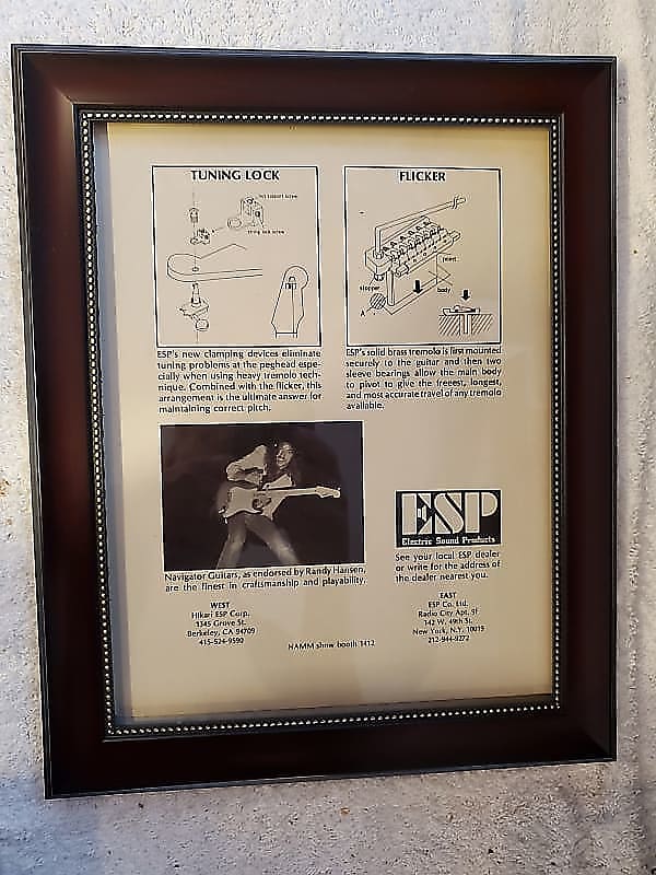 1982 ESP Guitars Promotional Ad Framed Navigator Original | Reverb