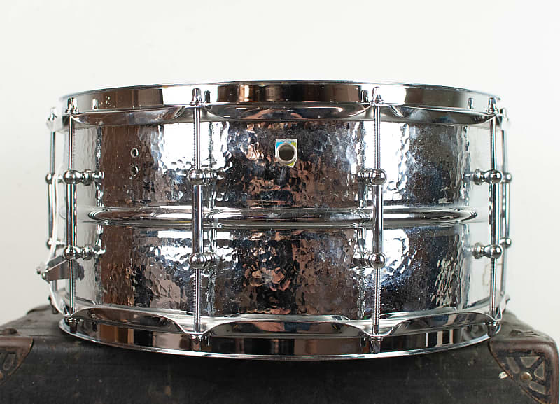 1980s Ludwig 6.5x14 "Hammered Chrome" Supraphonic Snare Drum | Reverb